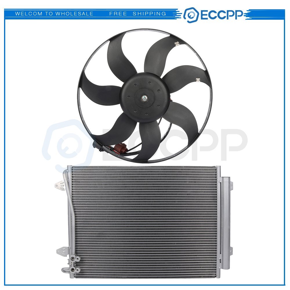 Electric AC Condenser Cooling Fan Kit For 2009 2010 2013 Volkswagen CC ...