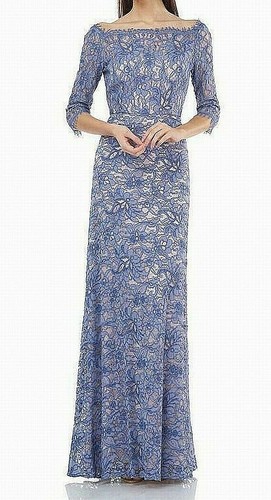 JS Collection Womens Gown - Blue Size 16 Floral Lace Overlay ... JUST ...