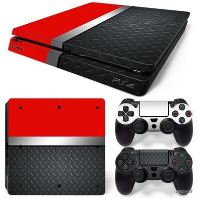 PS4 Slim Playstation 4 Console Skin Decal Sticker Red Metal Custom ...