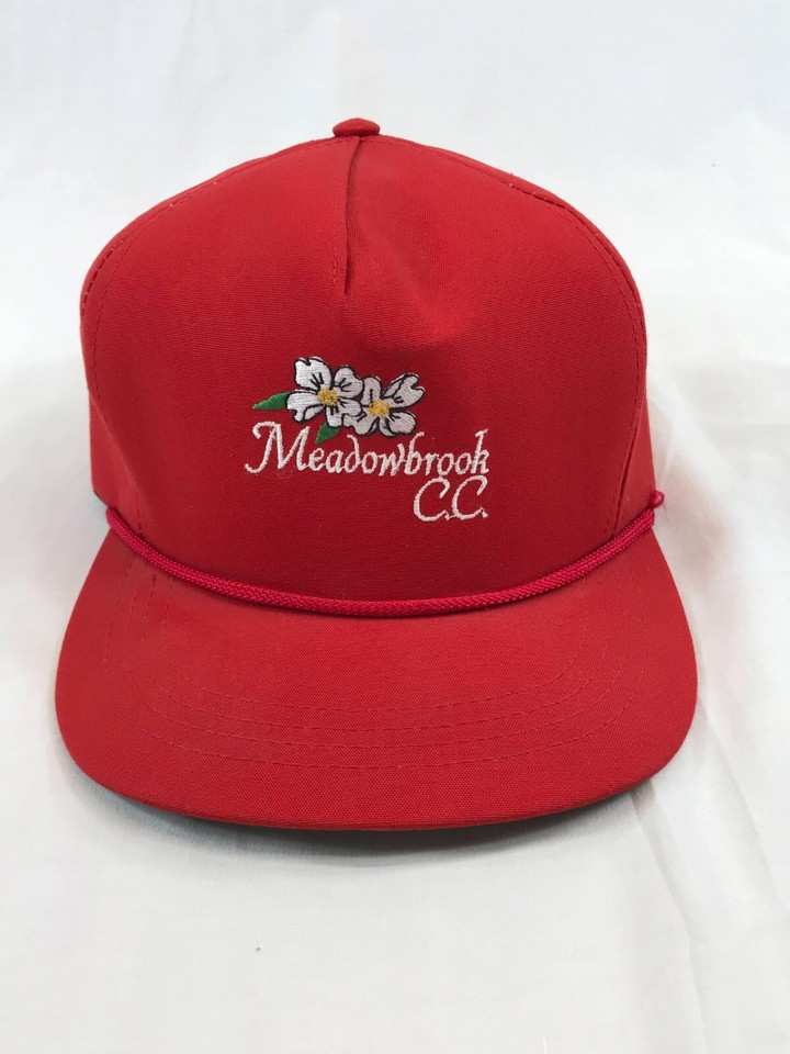 Meadowbrook CC Trucker Hat Buckleback Cap Leather Strap Red Cali Fame ...