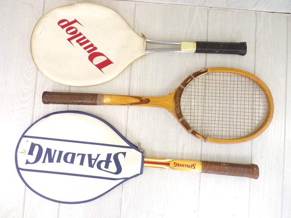 Vtg Tennis Racket Lot (3) Spalding John Alexander/Dunlop Junior Elite ...