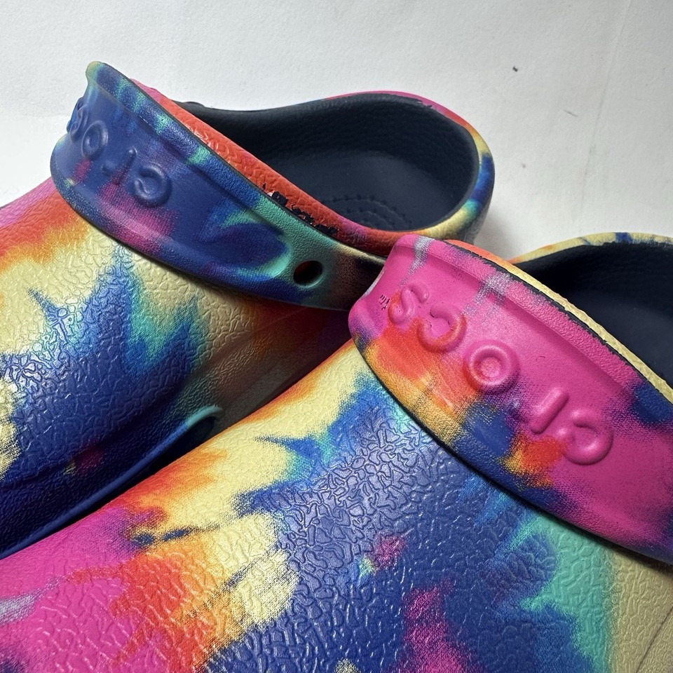 Crocs Bistro Graphic Clog Size M7 W9 Tie Dye Croc Lock Bottoms Non Slip ...