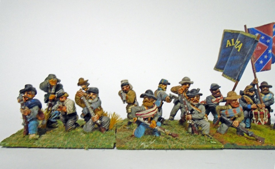28mm: American Civil War Confederate Infantry Unit 25 figs/5 bases ...