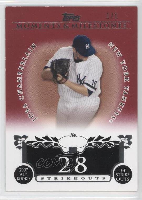 2008 Topps Moments & Milestones Red 1/1 Joba Chamberlain (2007 Rookie ...