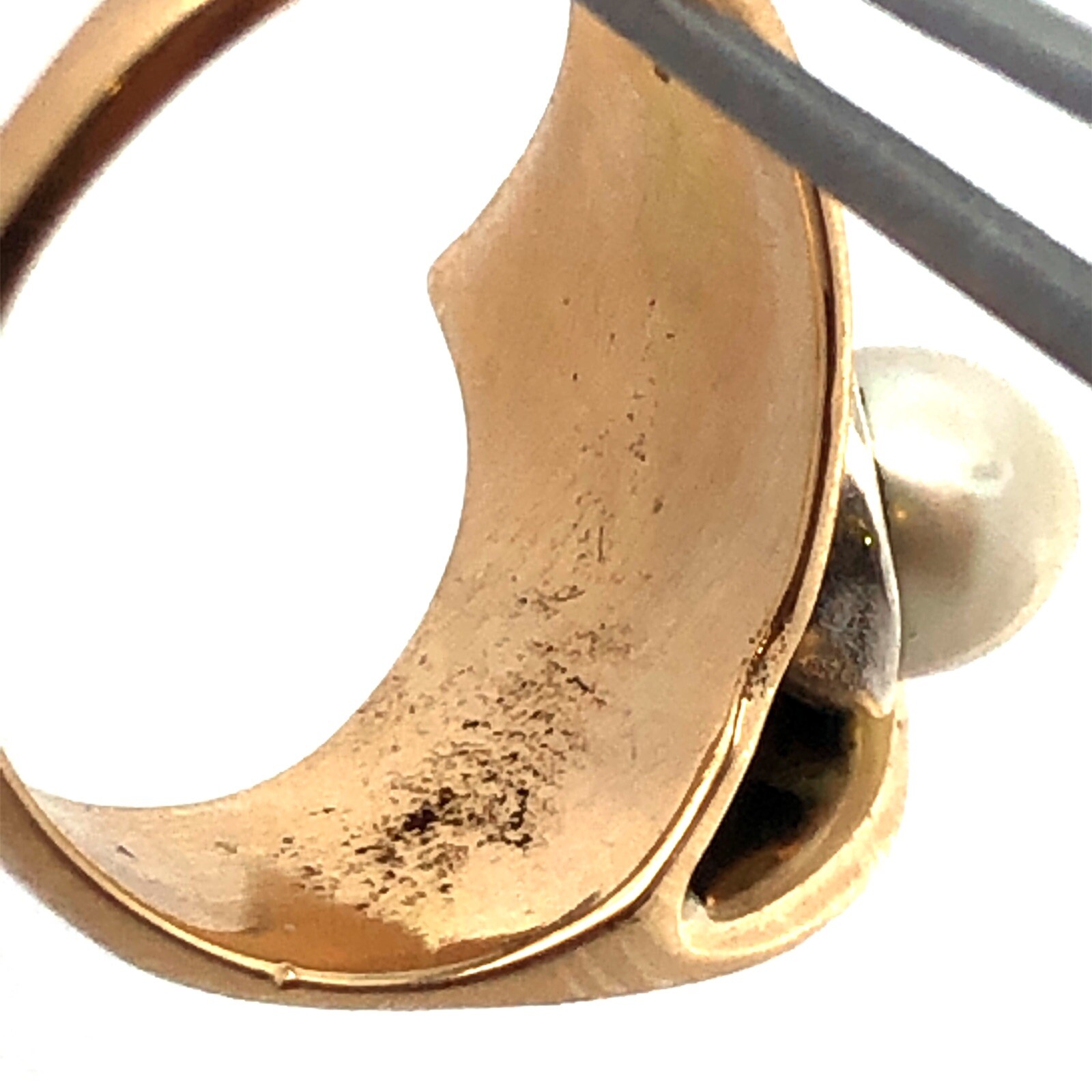 Vintage BAN 14K Yellow Gold Egg Oval Pearl Modernist Statement Ring | eBay
