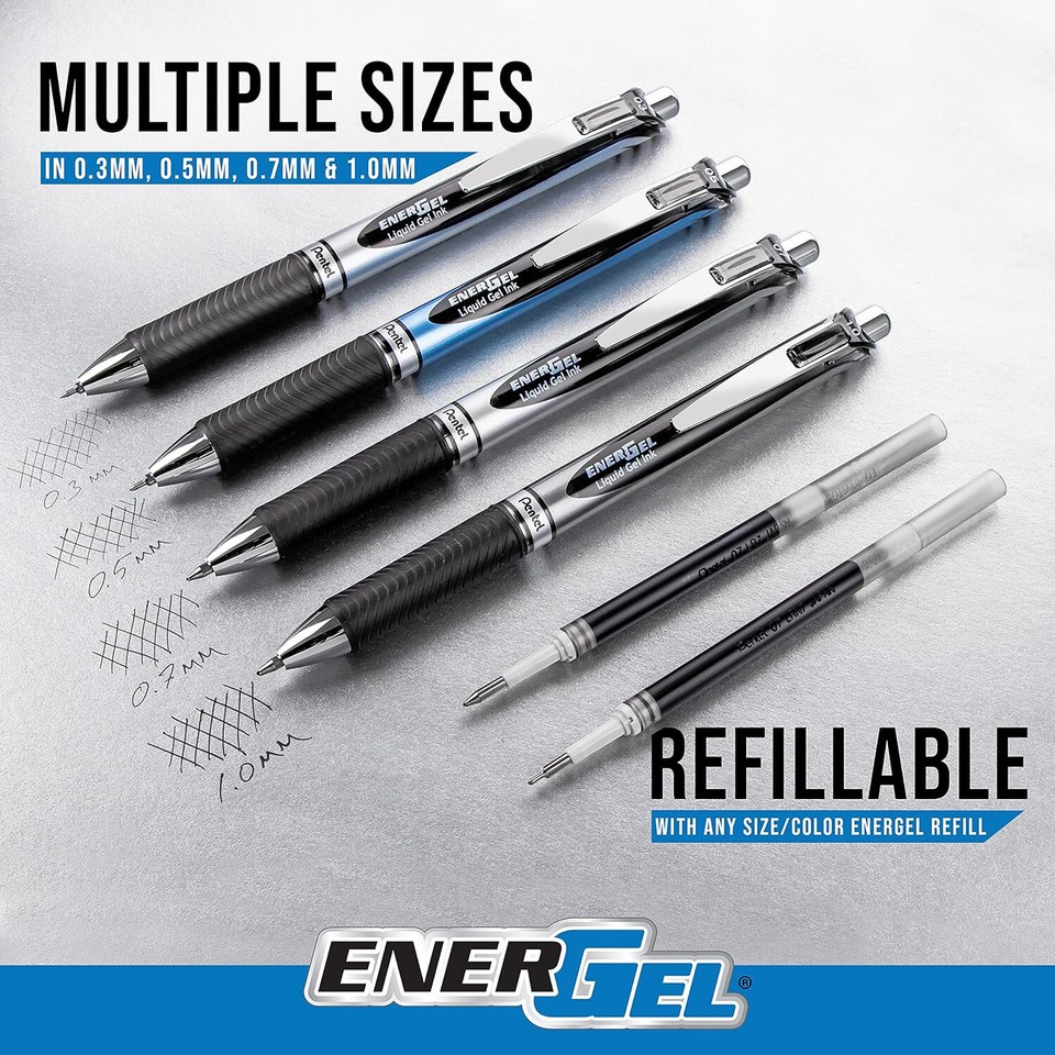 Pentel® EnerGel™ Inspire Pens, Medium Point, 0.7 mm, Black Ink, Pack of ...