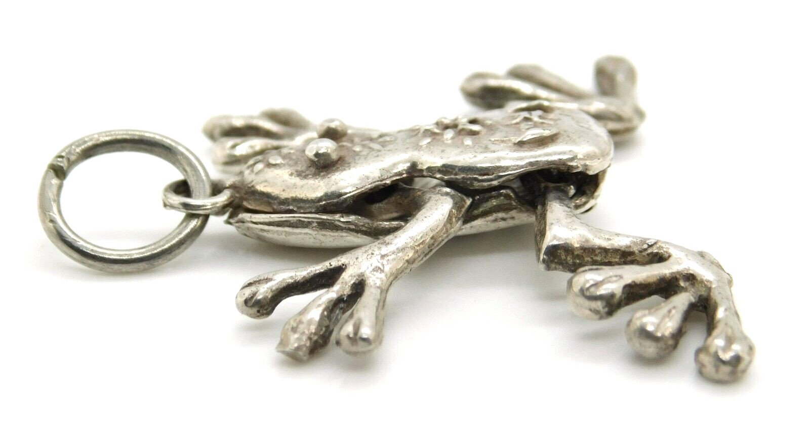 925 Sterling Silver Articulated Frog Pendant Charm - Gem