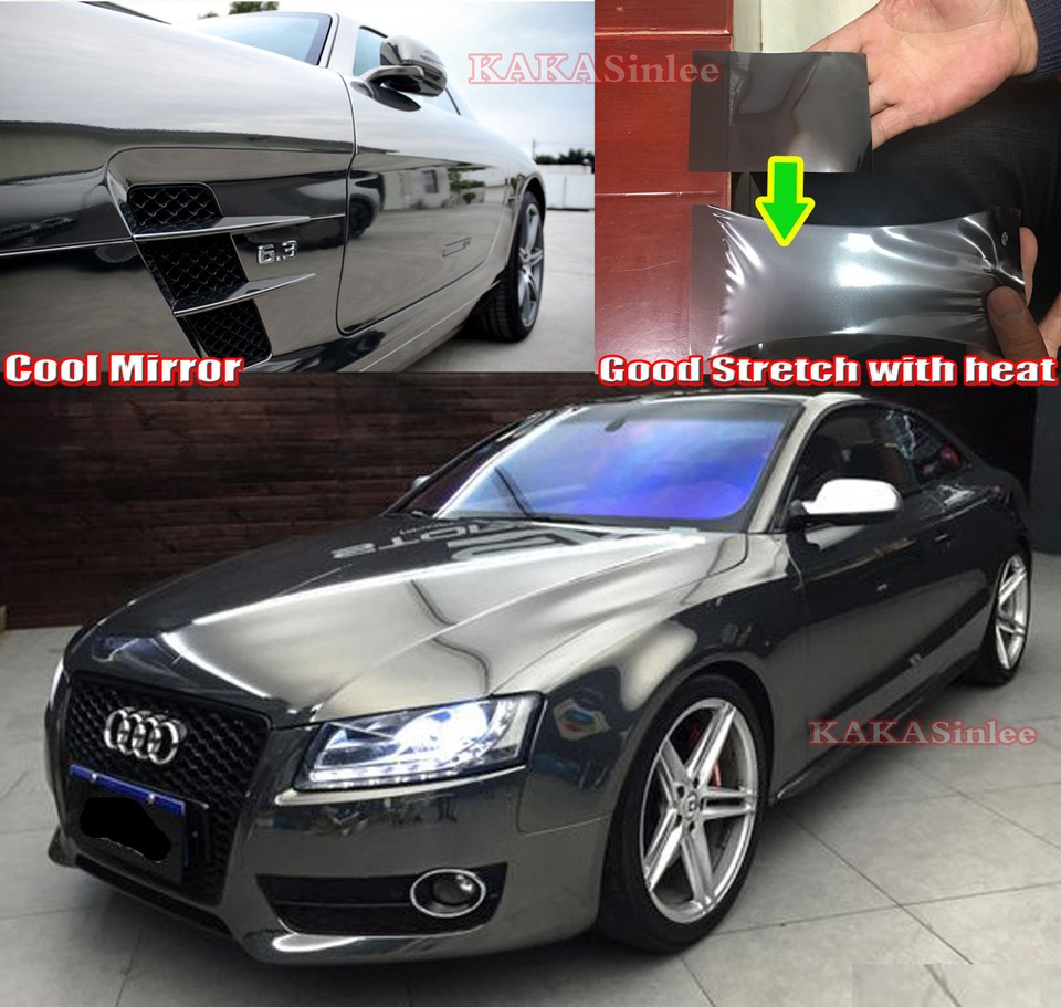 Stretchable Metallic Car Mirror Chrome Vinyl Wrap Reflective Sticker ...