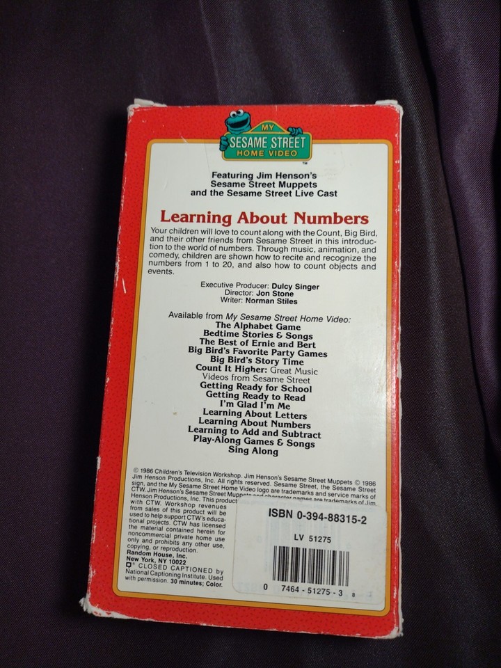 VHS Sesame Street - Learning About Numbers (VHS, 1986) 74645127538 | eBay