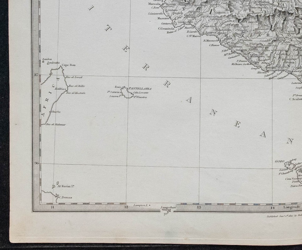 1830 - Italy the South And Sicily - antique map - Sduk - Malta | eBay