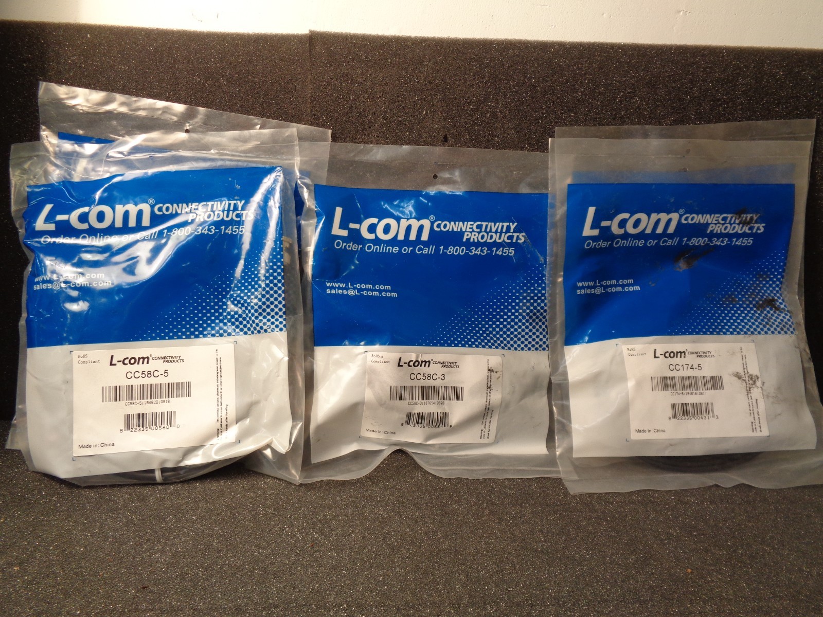 L-Com Coax Cables 1 CC58C-3 (2) CC58C-5 (2) CC174-5 Lot of 5 | eBay