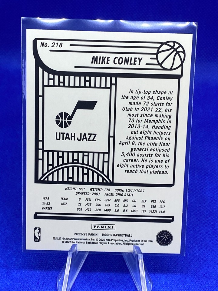 2022-23 Panini NBA Hoops Mike Conley #218 Jazz Blue | eBay