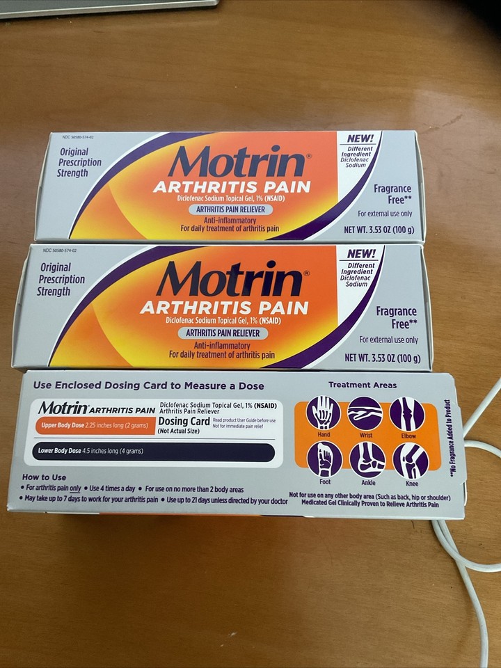 LOT (3) MOTRIN ARTHRITIS PAIN GEL PAIN RELIEVER TOPICAL 3.53 OZ EXP 5/ ...