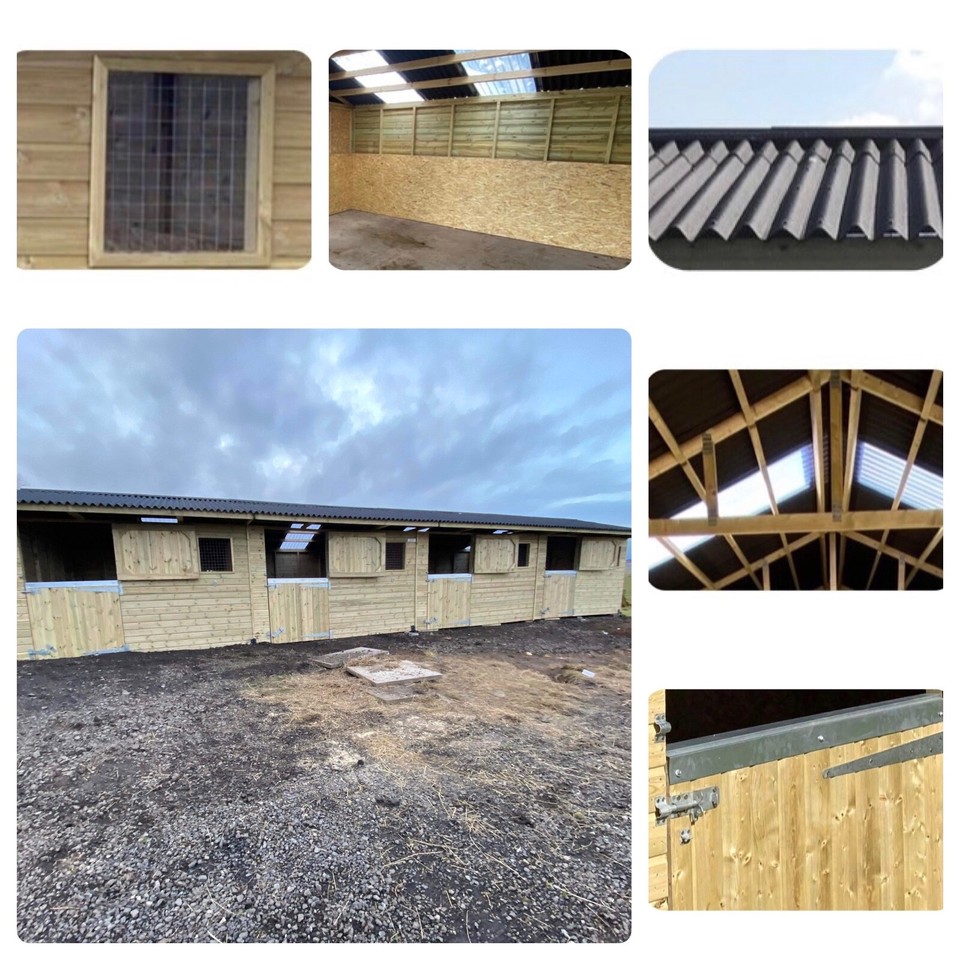 12ft x 48ft Wooden Stables Block Animal Horse Timber Stable 16mm ...