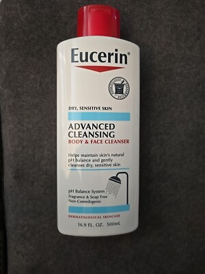 EUCERIN DRY SENSITIVE SKIN ADVANCED CLEANSING BODY FACE CLEANSER 16.9 ...