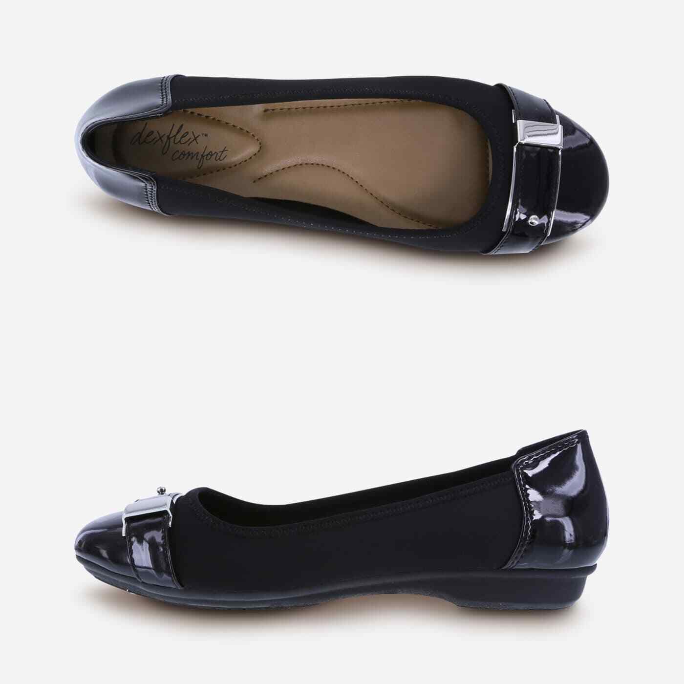 Dexflex Comfort Corey Women's Black Slip-On Flat Shoes Medium or Wide ...