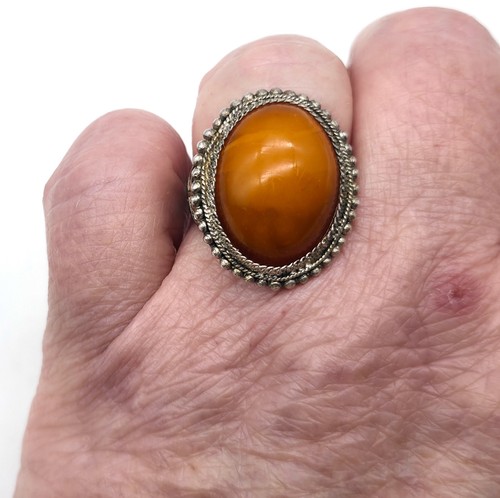 Butterscotch Amber in Chinese Filigree Silver Adjustable Ring Size 8 ...