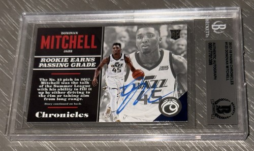 2017-18 Panini Chronicles Donovan Mitchell Signed Rookie Card #123 BGS ...