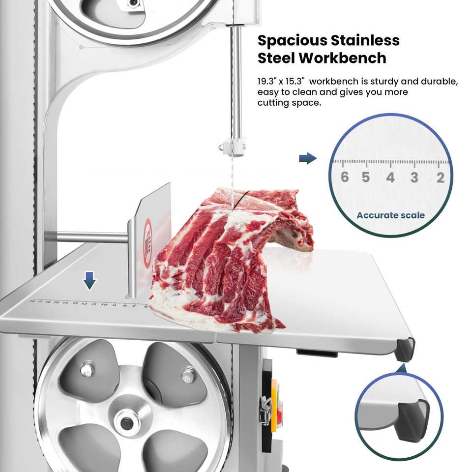 1500W Electric Meat & Bone Saw Machine, Frozen Meat Bandsaw for Butcher ...