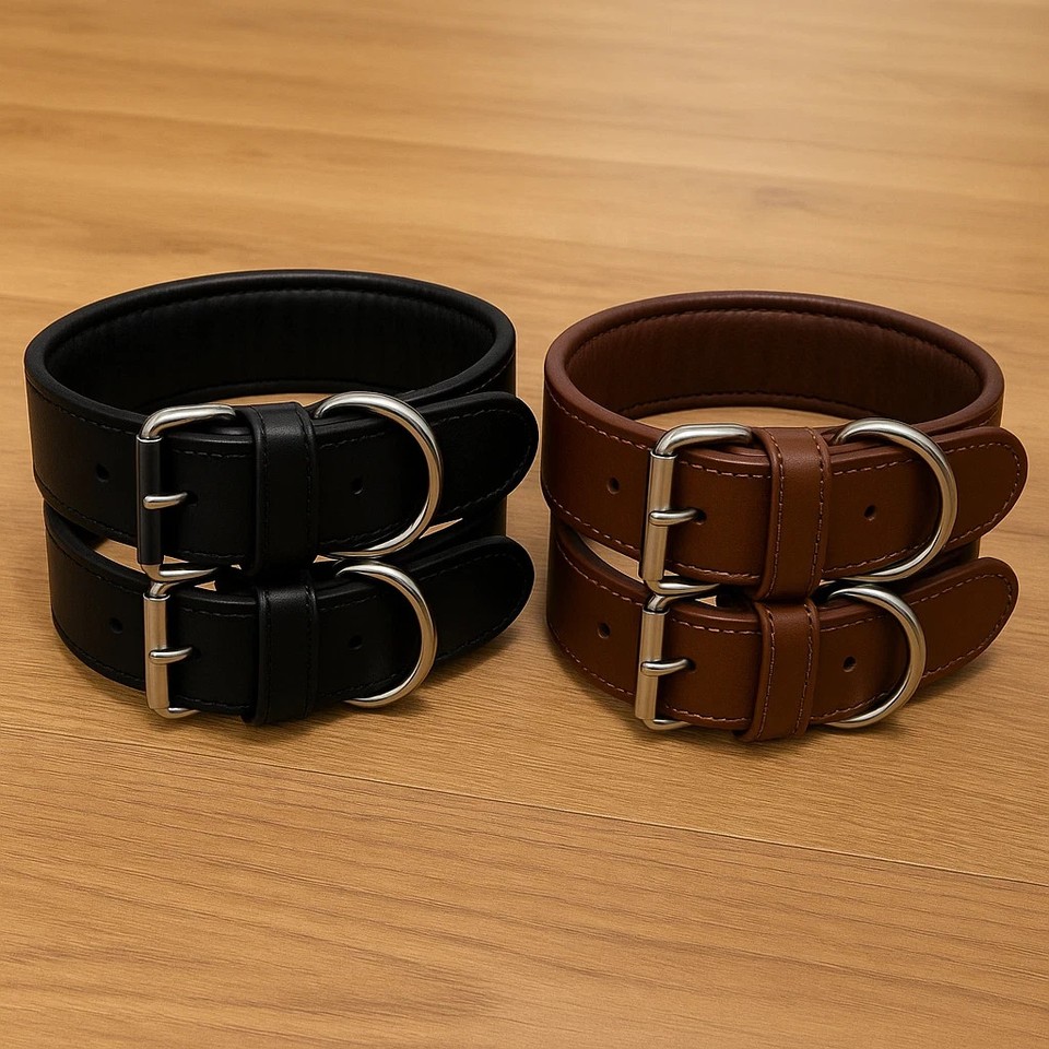 Handmade Genuine Luxury Leather Dog Collar Extra Strong For Large Dogs ...