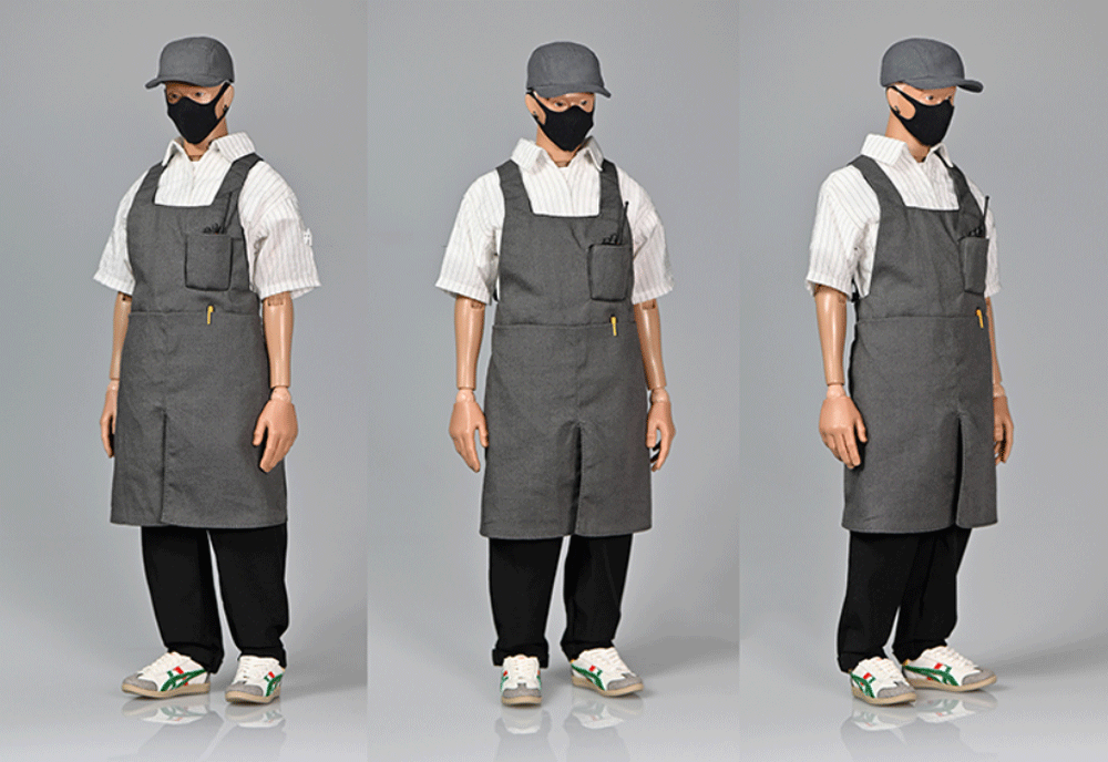 1/6 aprons for men 1:6 grey milk tea shop apron For 12" male action ...
