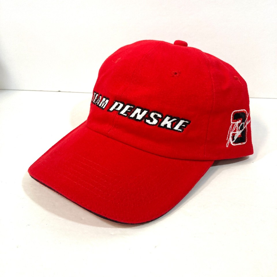 Vtg TEAM PENSKE RACING HAT red white #6 #3 indy car men/women dad cap ...