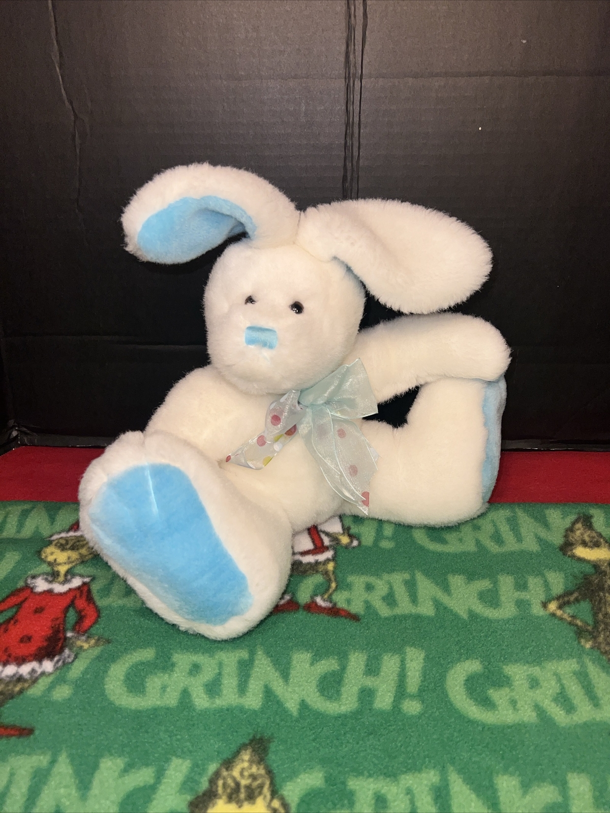 Vintage-12” T.L. Toys Plush Spring Easter Bunny Rabbit Soft Body Blue ...