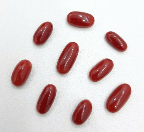 Italy Natural Coral Cabochon Deep Red coral Capsule Mediternean Loose ...