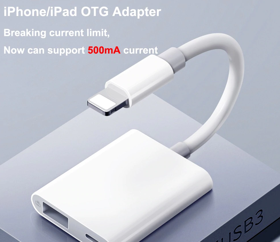 OTG 8 Pin To USB 3 Camera Reader Adapter Cable iPhone iPad Mini Pro Air ...