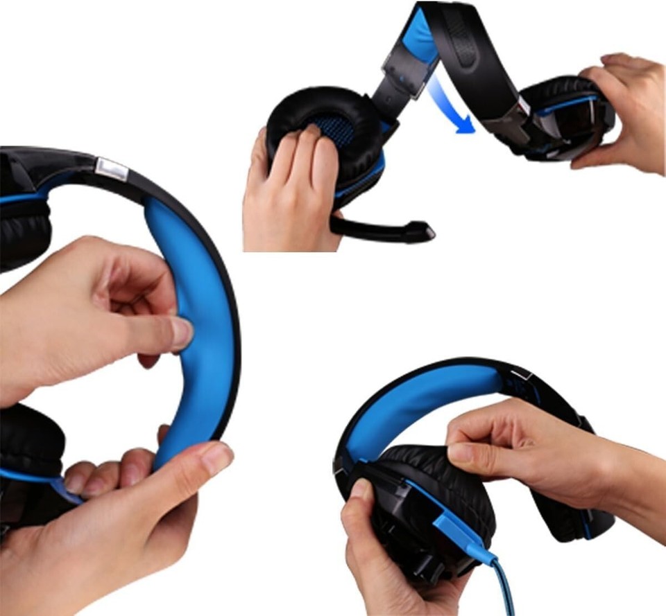 Kotion Each G2000 Pro Over-Ear Gaming wired Headset w/ LEDs & Mic, Blue ...