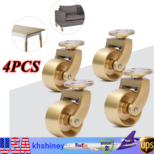 4PCS Brass Universal Furniture Casters Table Chair Desk Sofa Piano ...