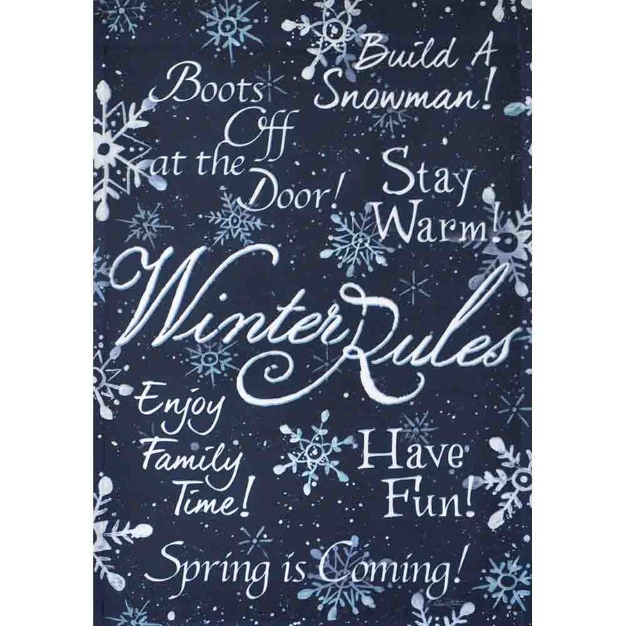 WINTER RULES 12.5" X 18" GARDEN FLAG 11-2893-46 RAIN OR SHINE WINTER ...