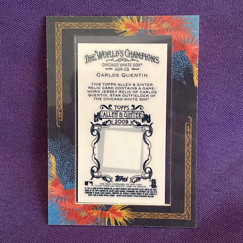 2009 TOPPS ALLEN & GINTER JSY CARLOS QUENTIN CHICAGO WHITE SOX JERSEY ...
