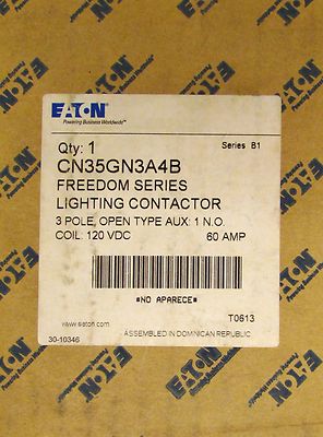 EATON CUTLER HAMMER Lighting Contactor 120VDC 3 Pole 60 Amp CN35GN3A4B ...