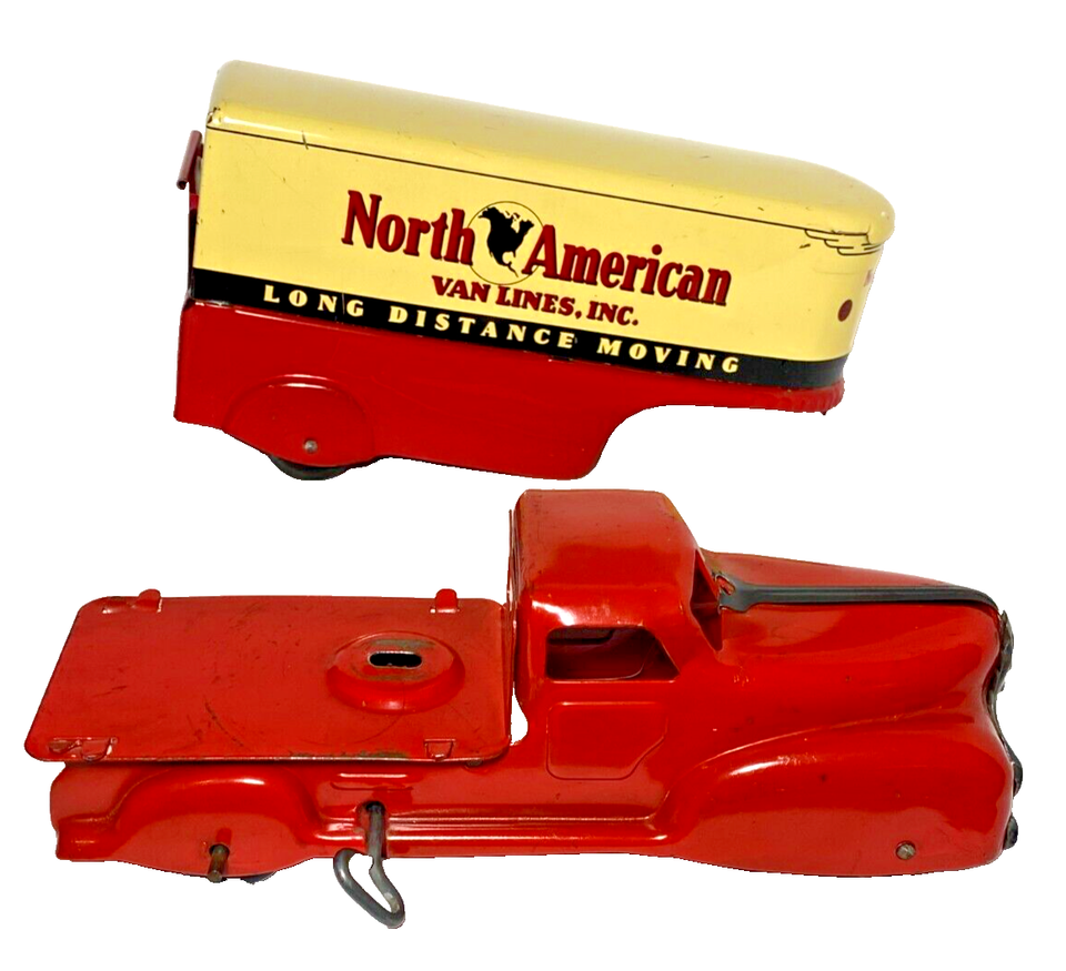 VINTAGE MARX STEEL WINDUP "NORTH AMERICAN VAN LINES" TRACTOR TRAILER ...