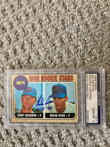 1968 Topps NOLAN RYAN Signed Rookie Baseball Card PSA 3 Auto Grade 10 ...