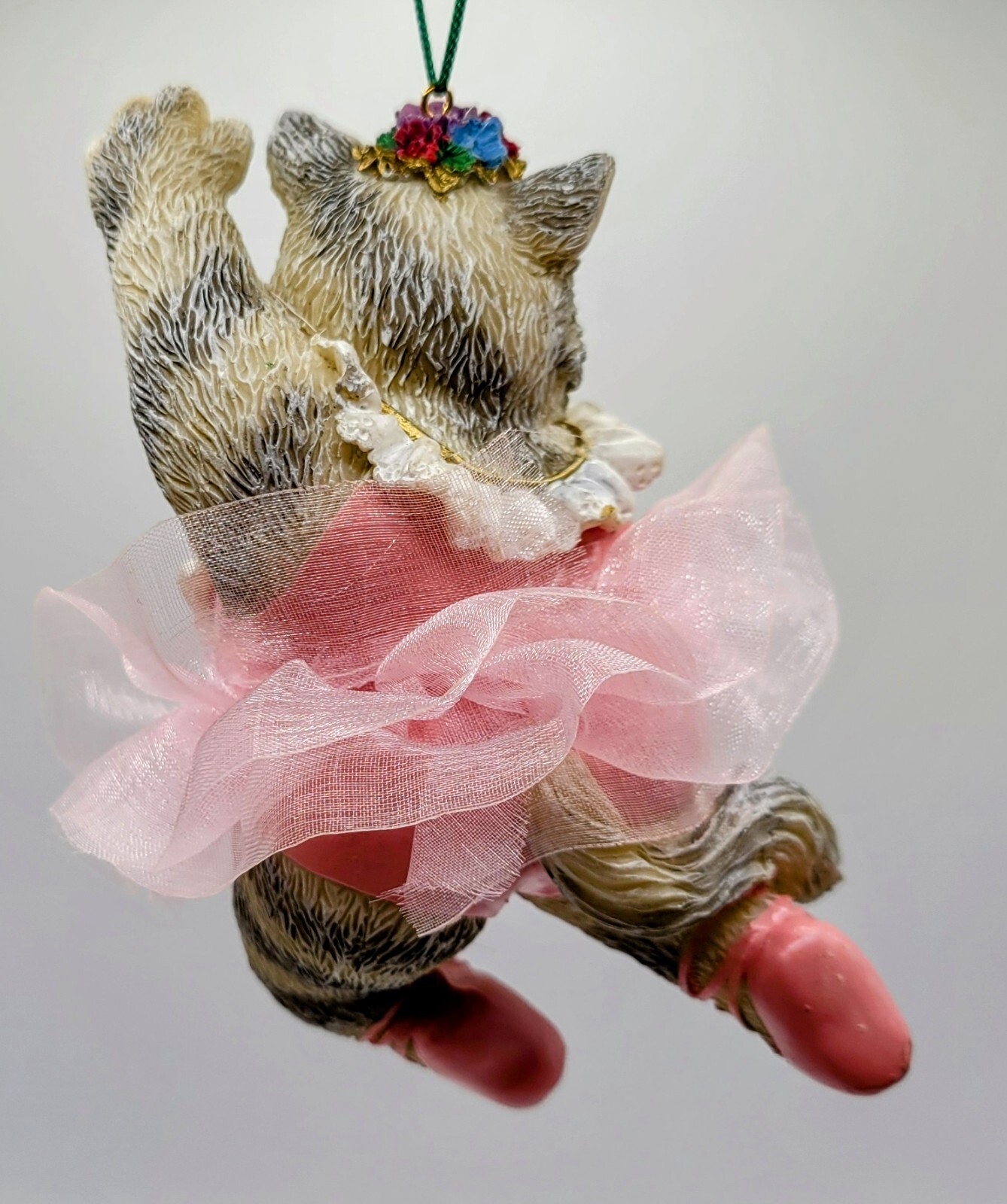 KITTY BALLERINA Ornament GREY TABBY IN PINK TUTU Ballet Cat FAIRY ...