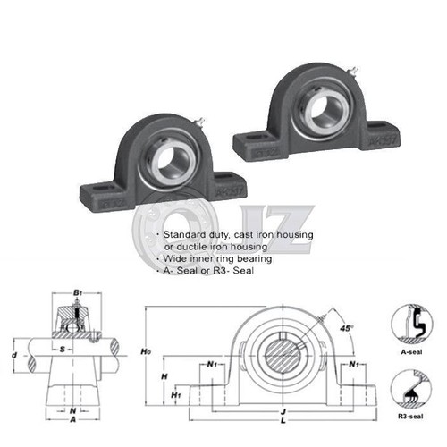2x 1.125 in Pillow Blocks Cast Iron UCAK206-18 Mounted Bearing UC206-18 ...
