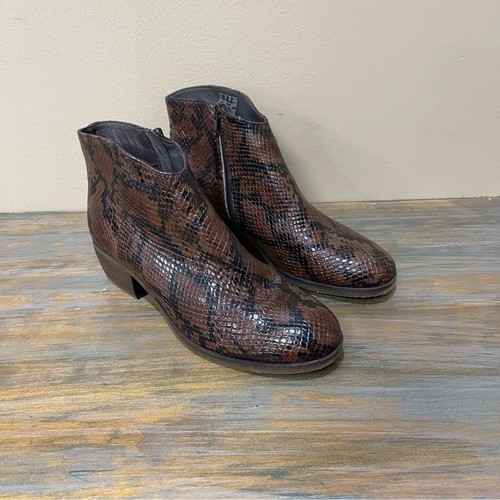 Clarks Mila Myth Animal Print Ankle Booties Brown Black Leather Womens ...