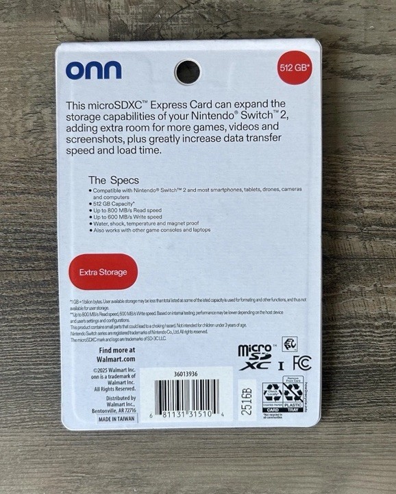 Onn 512GB Micro SD MicroSDXC Express Card Nintendo Switch 2 NEW! | eBay