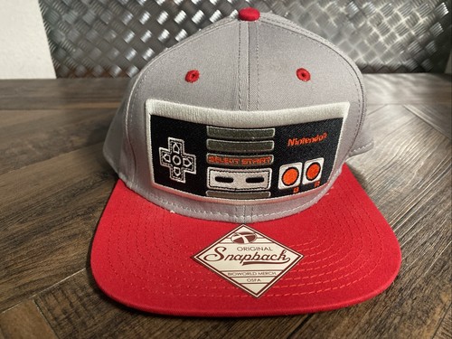 Nintendo NES Game Controller Snapback Bioworld Hat Gray Red Adjustable ...