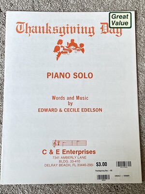 1985 THANKSGIVING DAY Sheet Music by Edward & Cecile Edelson | eBay