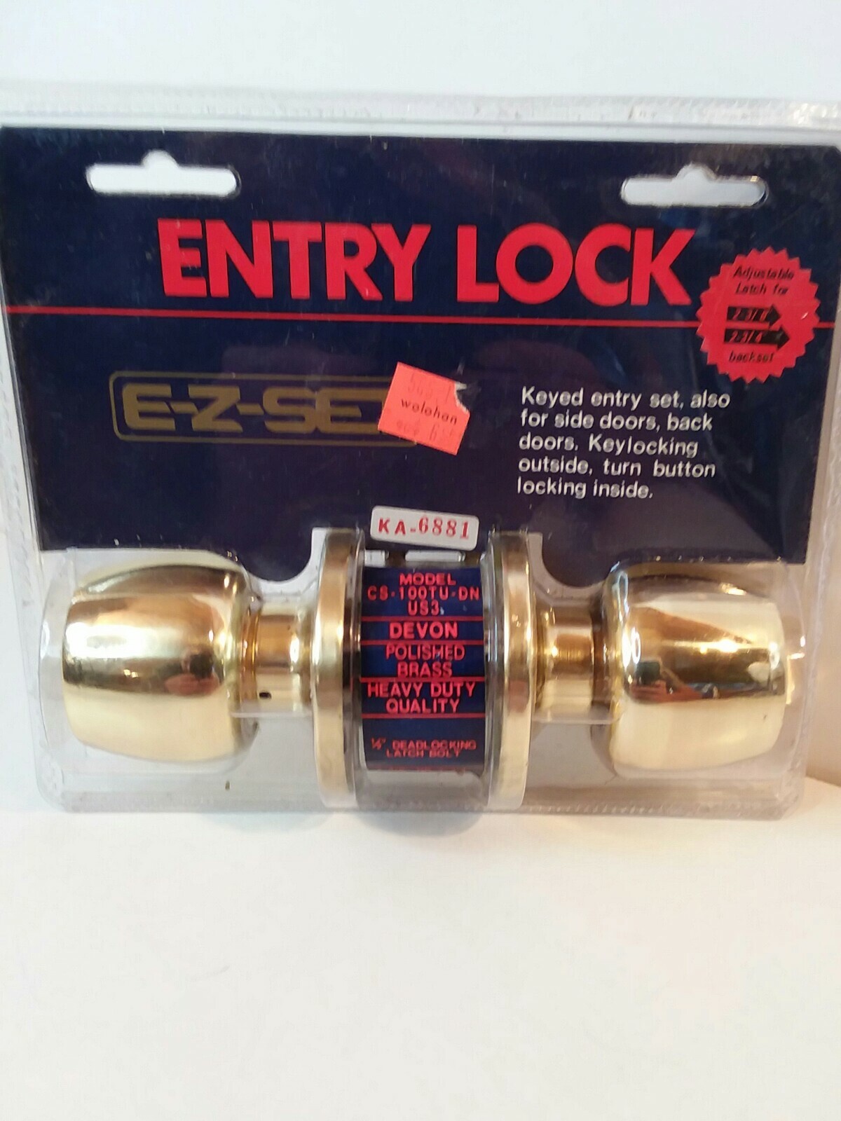 EZ SET Entry Keylock Brass Finish CS-100TU Sealed Package | eBay