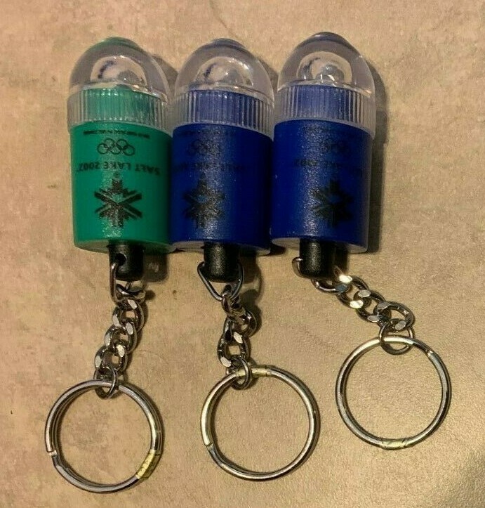 LOT 3 2002 Salt Lake City Olympics Key Chain & Light Works Green Blue ...