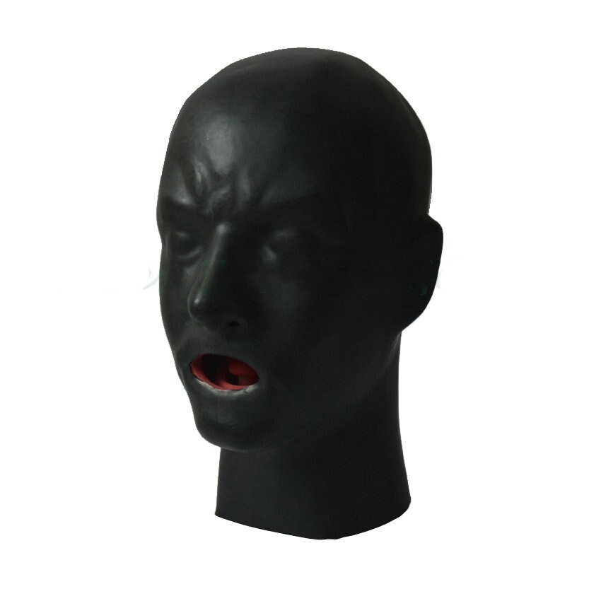 Latex Mask with 15cm Red Teeth Gag Nose Tube 1.0mm Thick Hood fit 59 ...