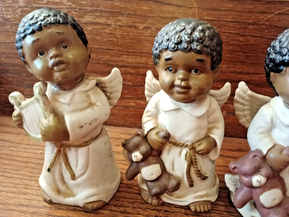 Collection of 6 African American Cheerful Angel Cherubs Figurines ...