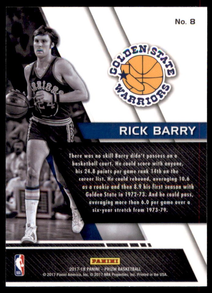 2017-18 Panini Prizm Fundamentals Rick Barry Golden State Warriors #8 ...