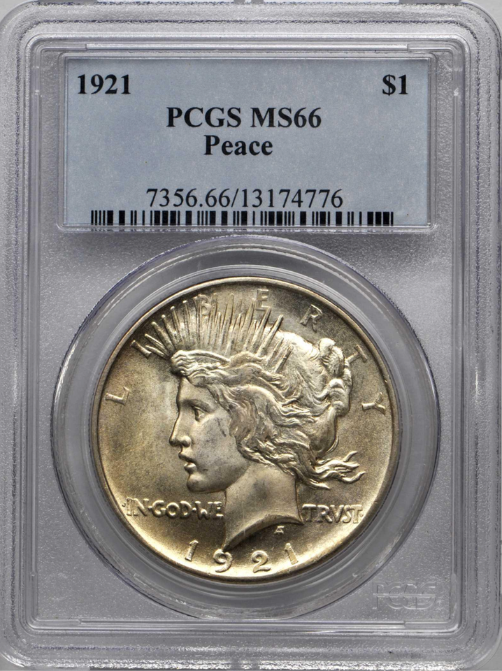 1921 PCGS MS66 $150,000 PCGS P.G. for MS67 Tough Above MS65 - Peace ...