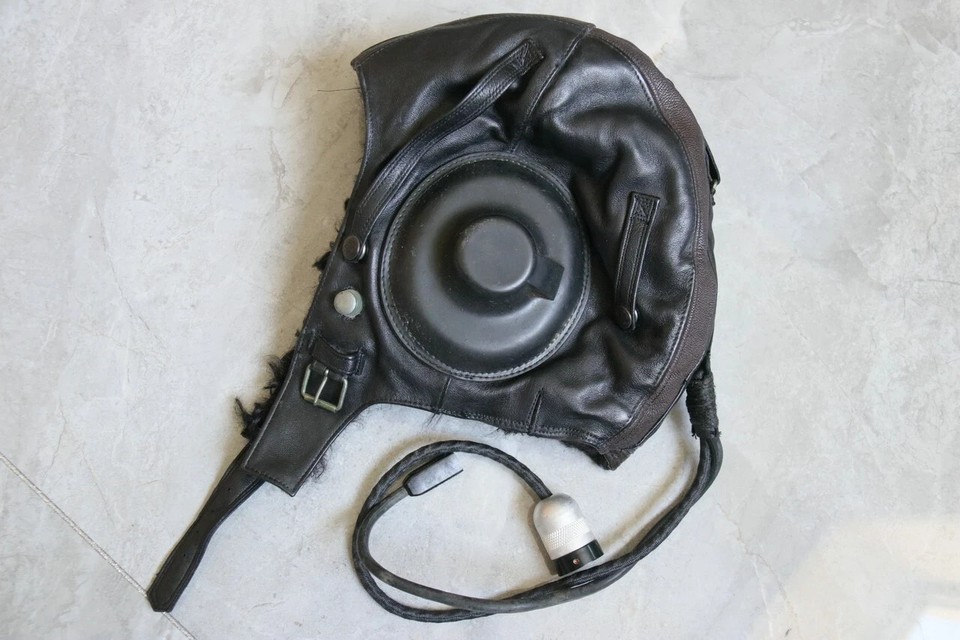 Original 1957's Air Force MIG Pilot Winter Leather Flight Helmet,Black ...