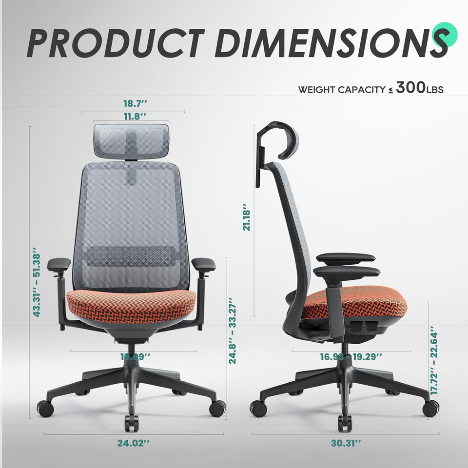 Ergonomic Office Chair, Mesh Office Chair, High Back Office Chair ...